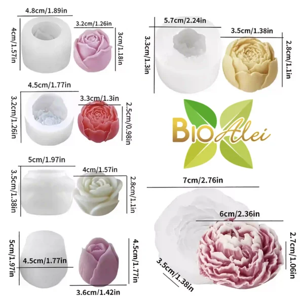 Molde de Silicón Bouquete de Flores (6 piezas) - BioAlei